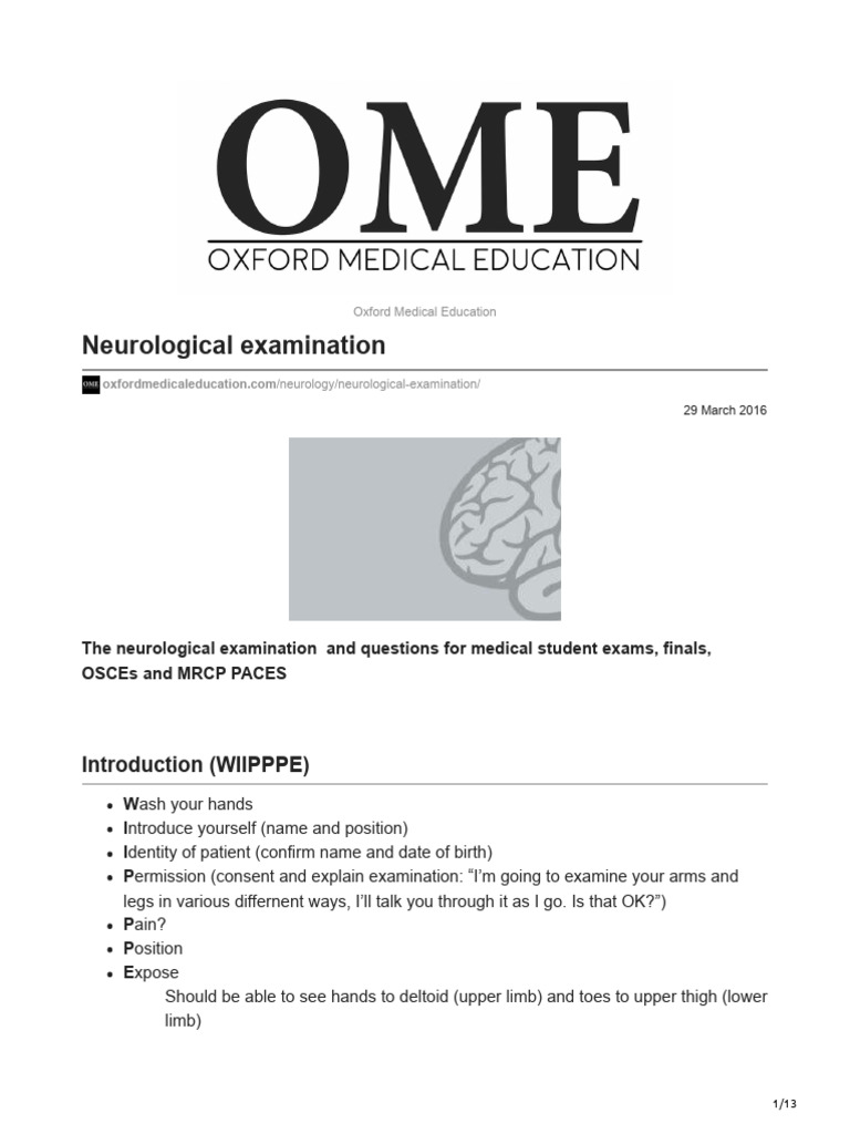 Neurological Exam Guide for Med Students | PDF | Human Leg | Arm