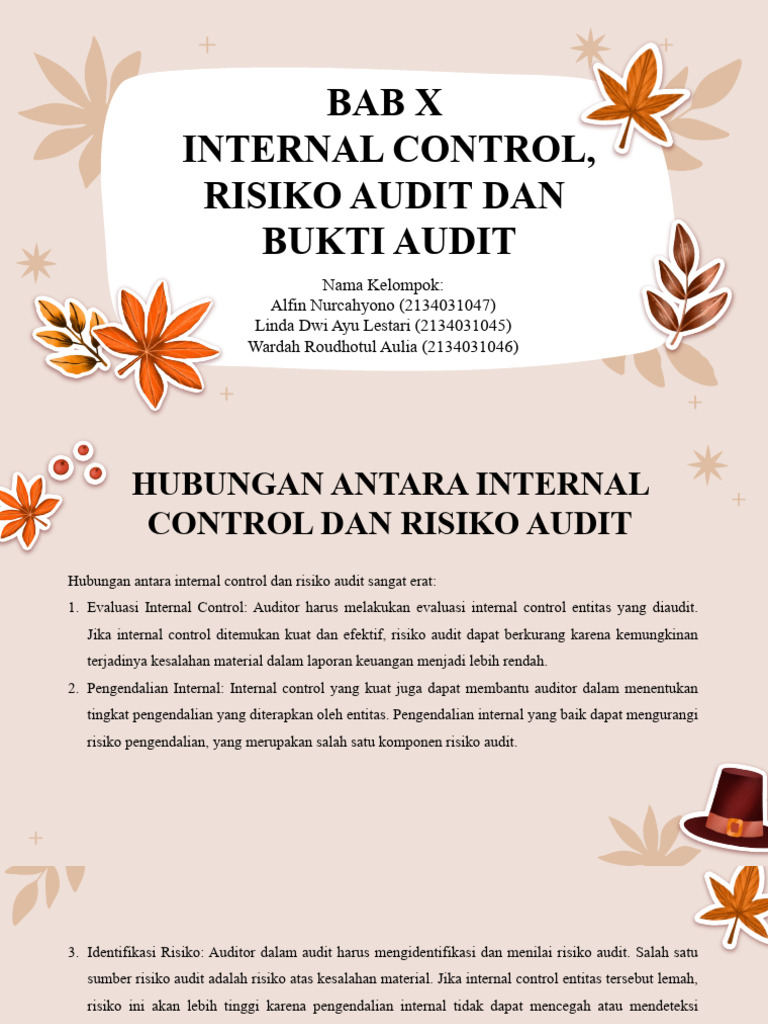 Pemeriksaan Akuntansi 1 BAB X Internal Control, Risiko Audit Dan Bukti Audit | PDF