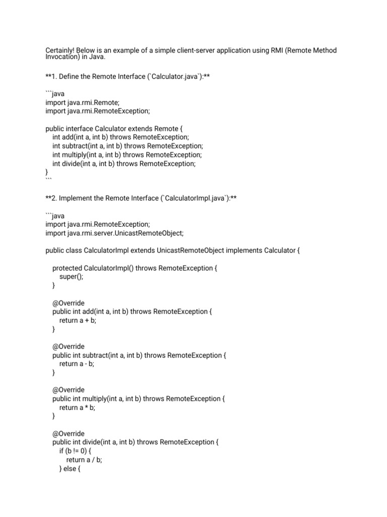 Rmi Pdf Java Programming Language Computer Engineering