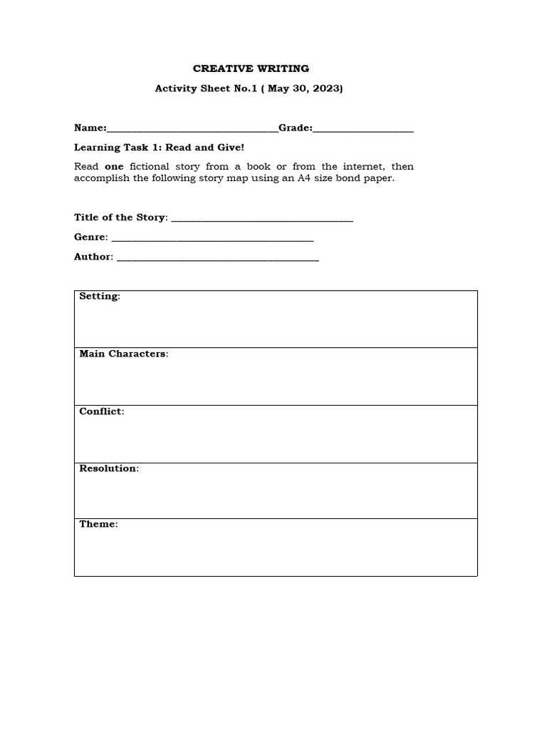 CREATIVE WRITING Activity Sheet | PDF