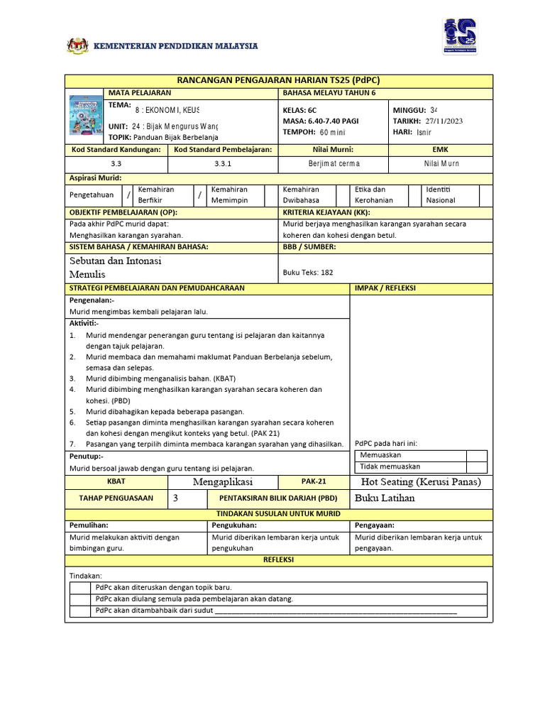 BM THN 6 TS25 (Minggu 34) 6C (27 Nov-1 Dis 2023) | PDF