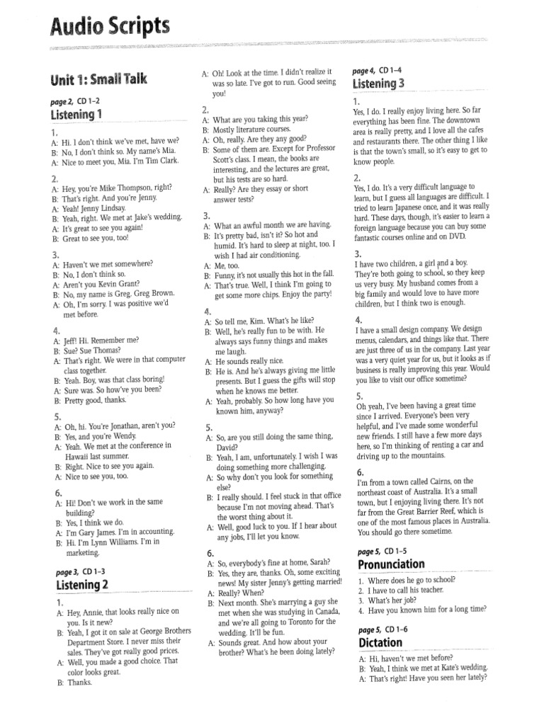 Audio Scripts | PDF