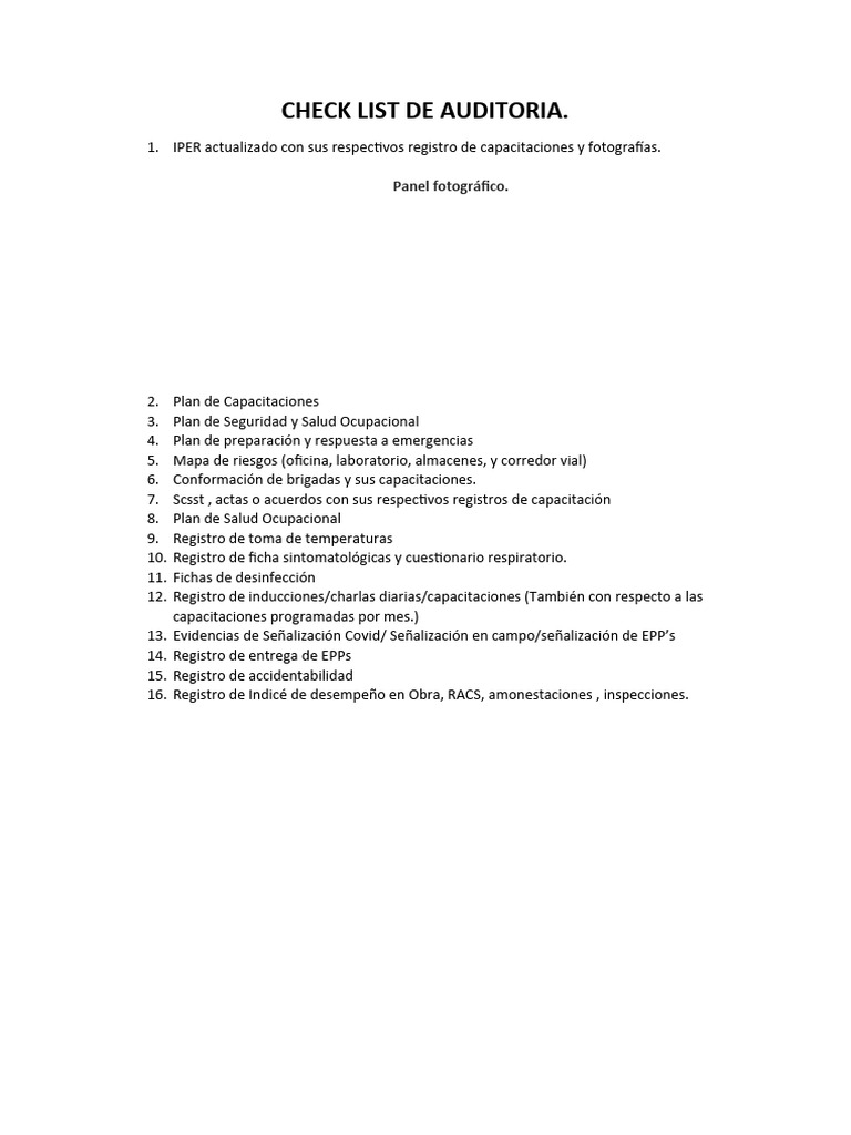 Check List de Auditoria | PDF Check List de Auditoria | PDF