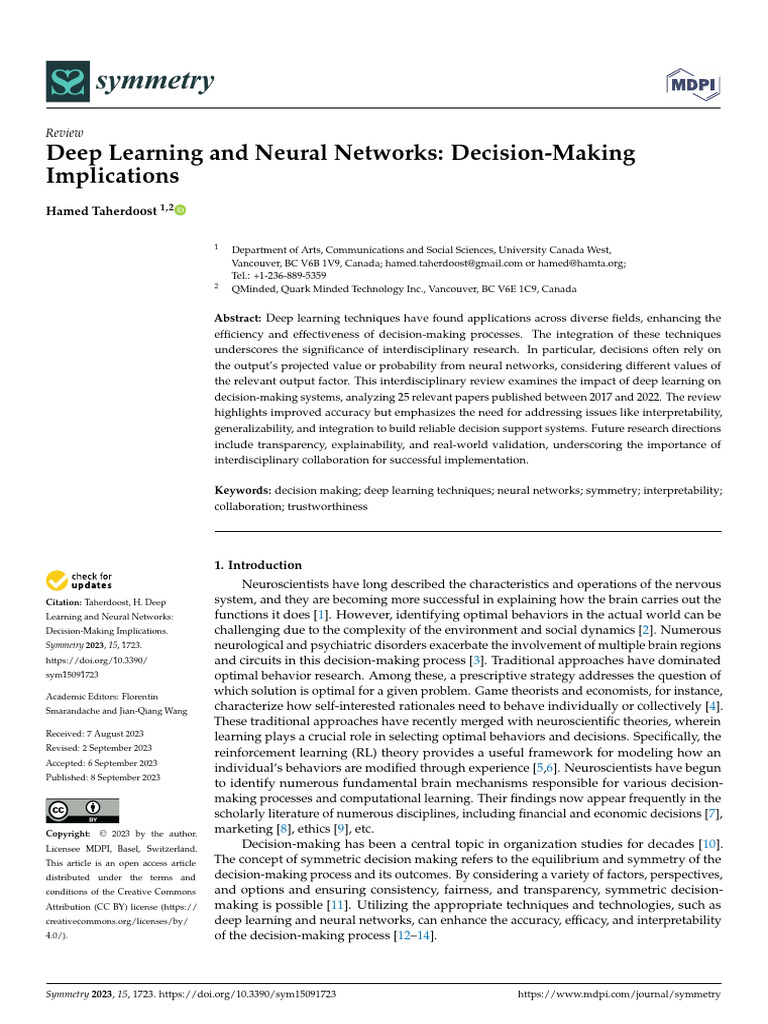Deep Learning and Neural Networks: Decision-Making Implications | PDF | Artificial Neural ...