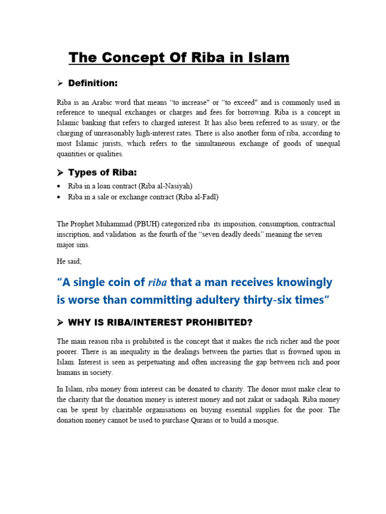 The Concept Of Riba in Islam documentation | PDF | Interest | Islamic ...