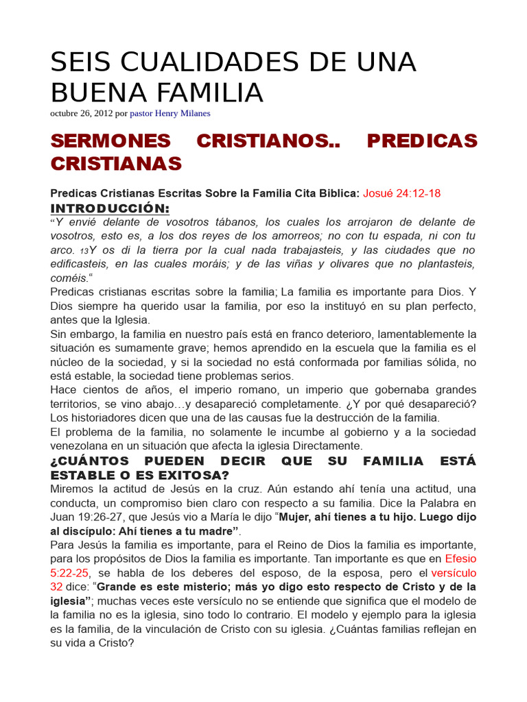 Seis Cualidades de Una Buena Familia | PDF Seis Cualidades de Una Buena Familia | PDF