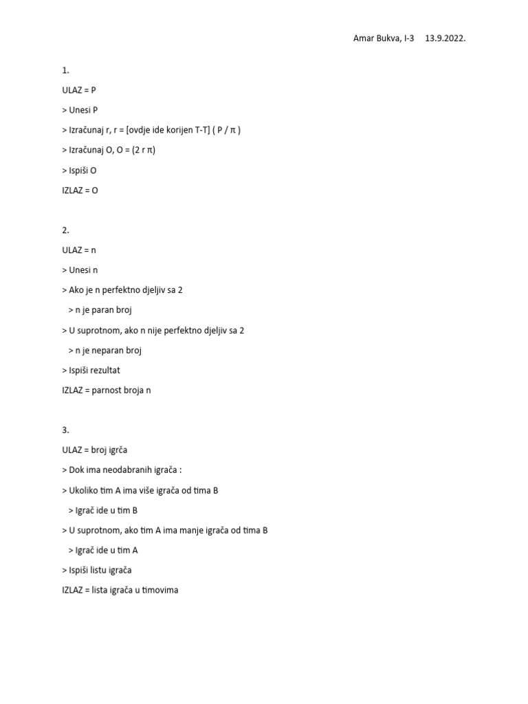 Programiranje Prvi Zadatak | PDF