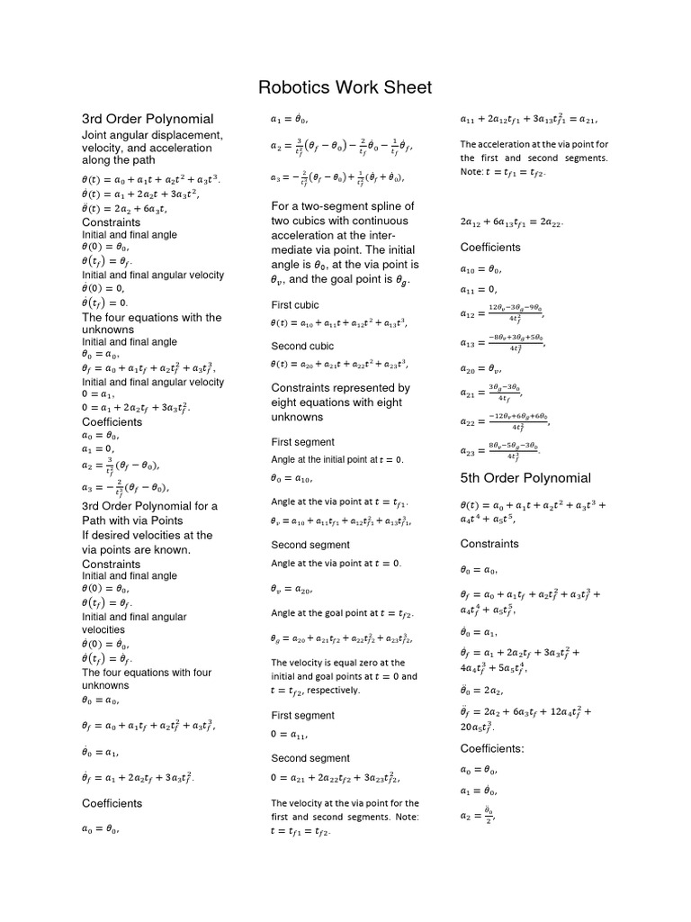 Work Sheet Robotics 2 06 | PDF | Stiffness | Damping