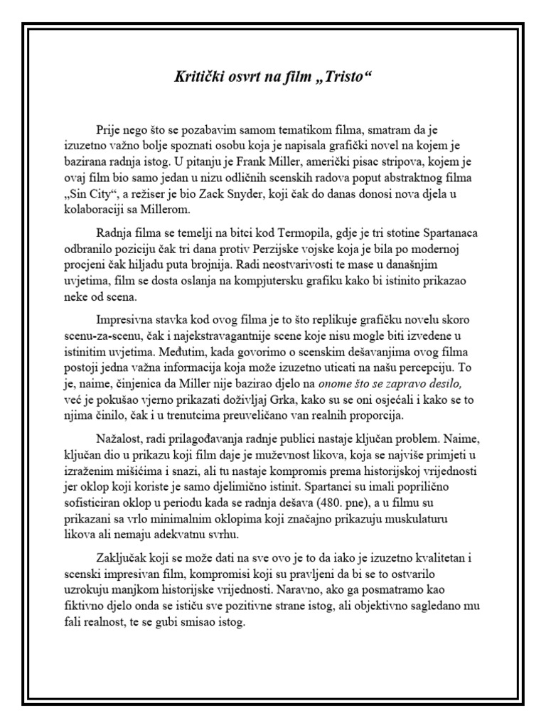 Kriticki Osvrt | PDF