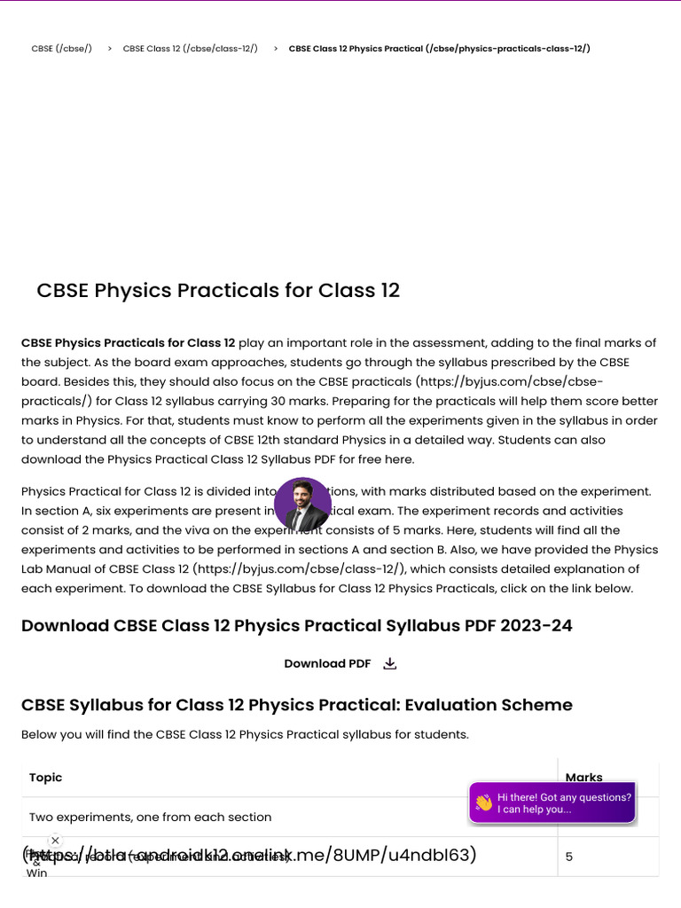 CBSE Physics Practical Class 12 Lab Manual For 2023-24 Board Exa | PDF ...