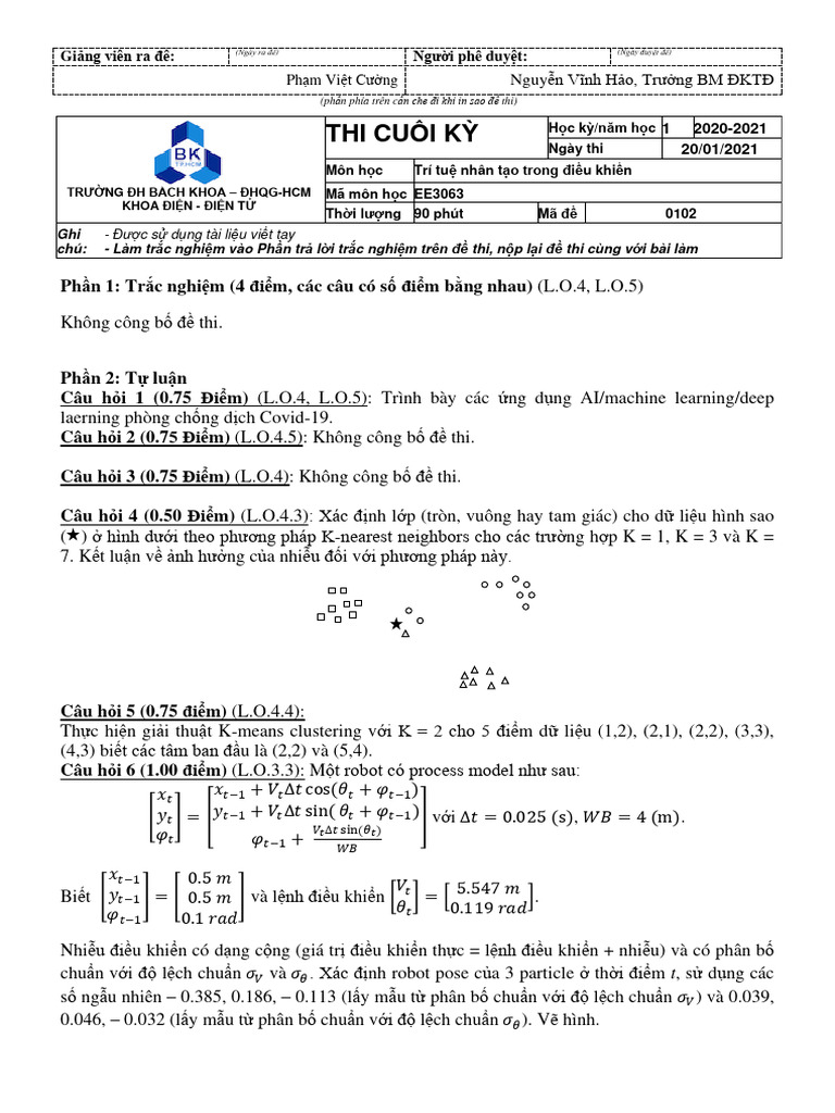 AI - EE3063 - HK201 - de Thi 1 Short | PDF