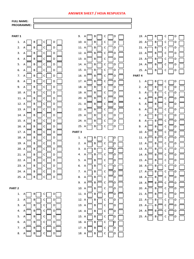 Test Hoja Respuesta | PDF