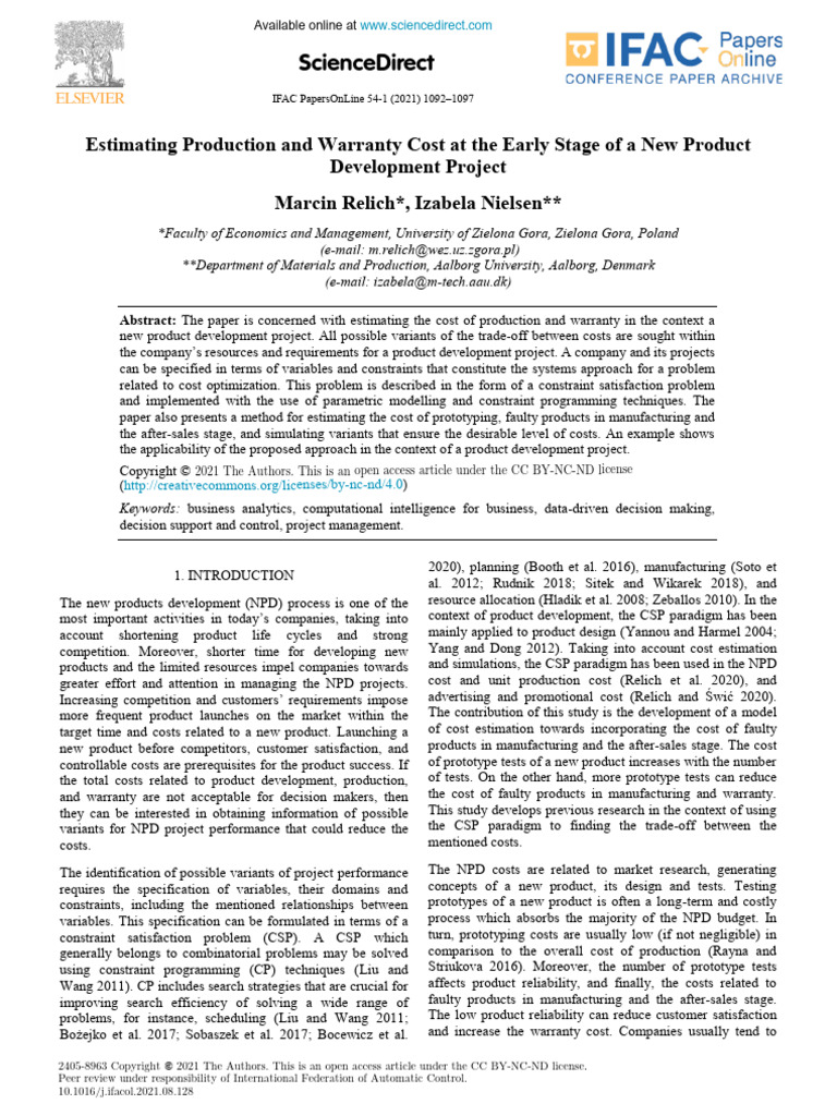 Estimating Cost of New Product Development Project | Download Free PDF | Mathematical ...