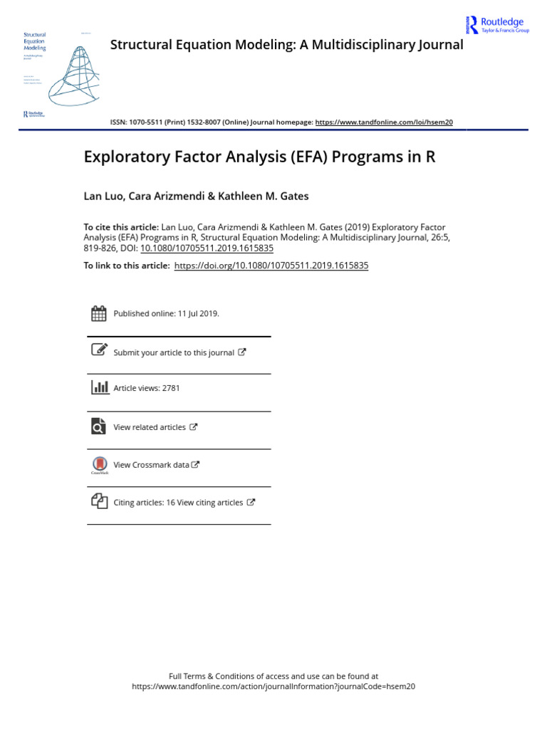 Luo Et Al. - 2019 - Exploratory Factor Analysis (EFA) Programs in R | PDF