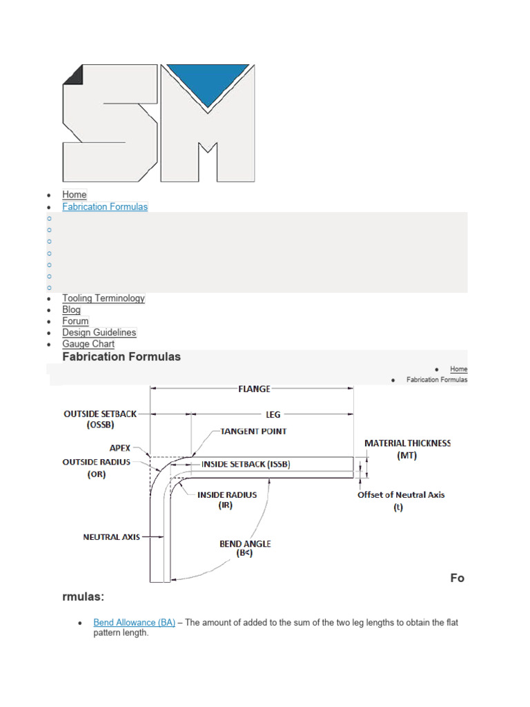 Fabrication Formulas | PDF