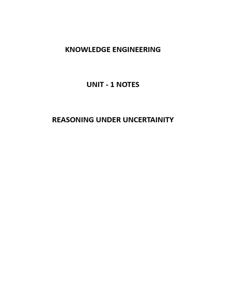 KE Unit 1 Notes | PDF | Probability | Evidence