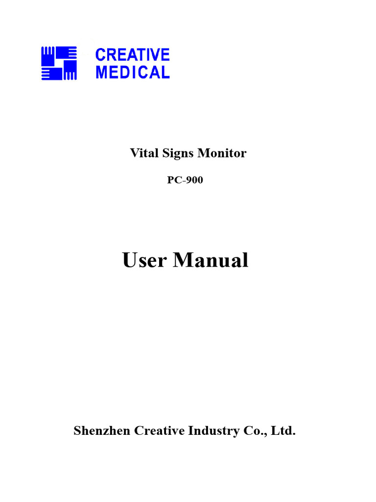 Vital Signs Monitor PC-900 User Manual Shenzhen Creative Industry Co., Ltd. | PDF | Blood ...
