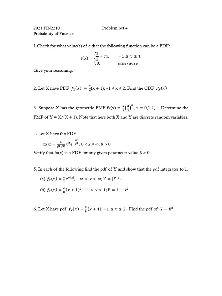 2210 Problem Set 4 | PDF