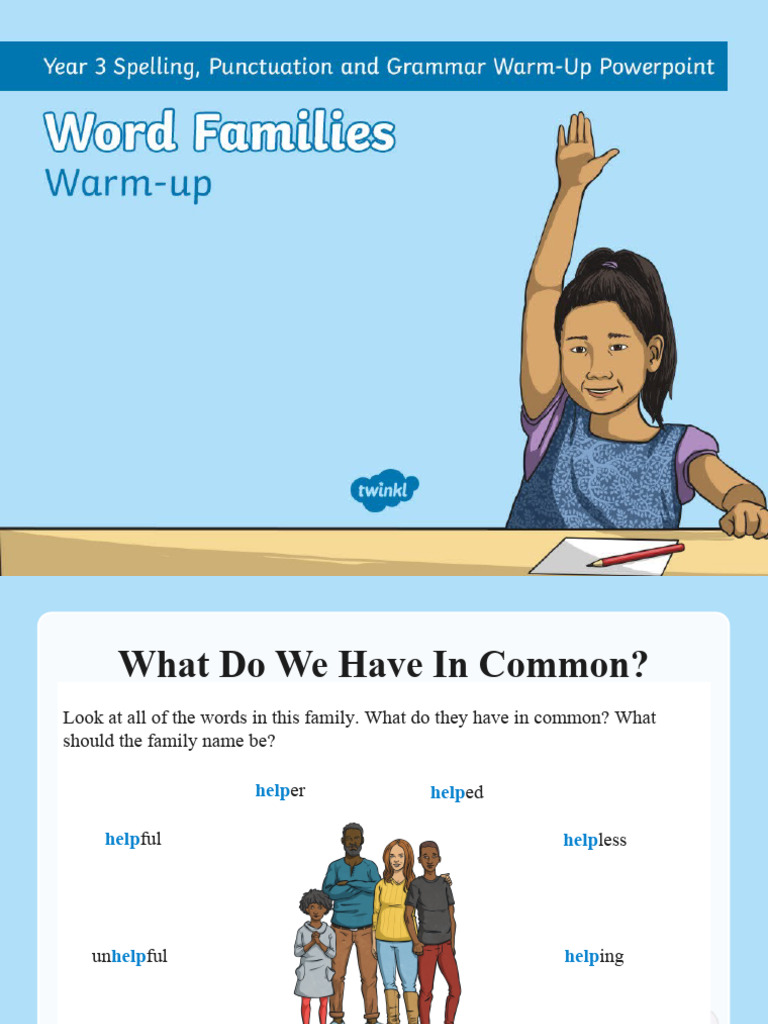 t2 e 3763 Year 3 Word Families Warmup Powerpoint - Ver - 4 | PDF ...