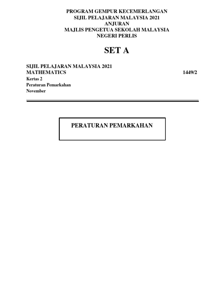 2021 Perlis - MPSM Math K2 Set - A Jawapan | PDF