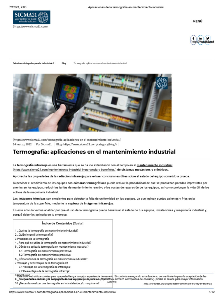 Aplicaciones de la Termografía Industrial | PDF | Infrarrojo | Termografía