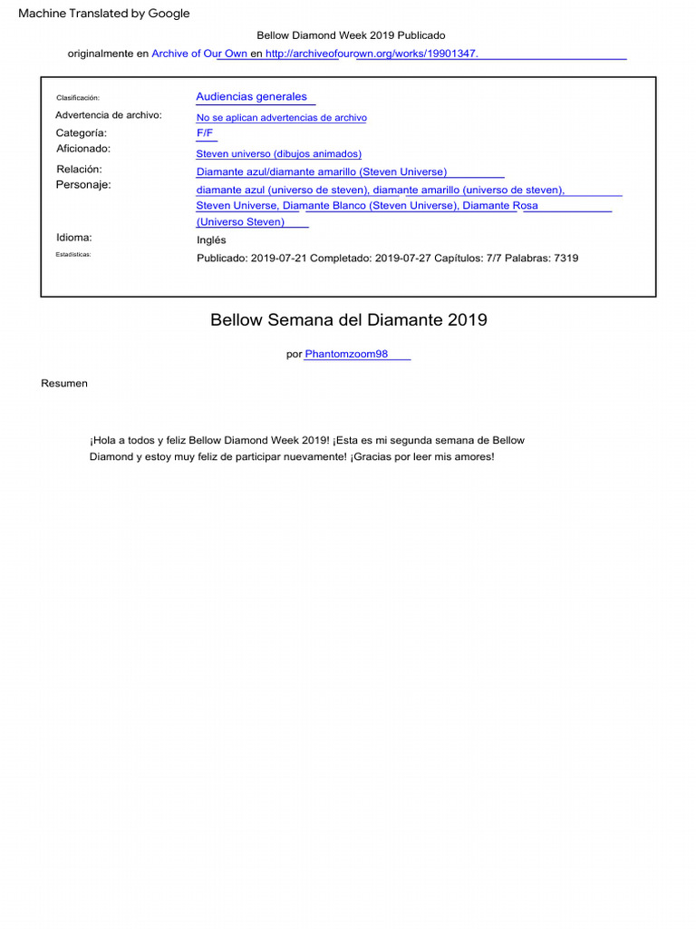 Bellow Diamond Week 2019 | PDF | Amor | Diamante