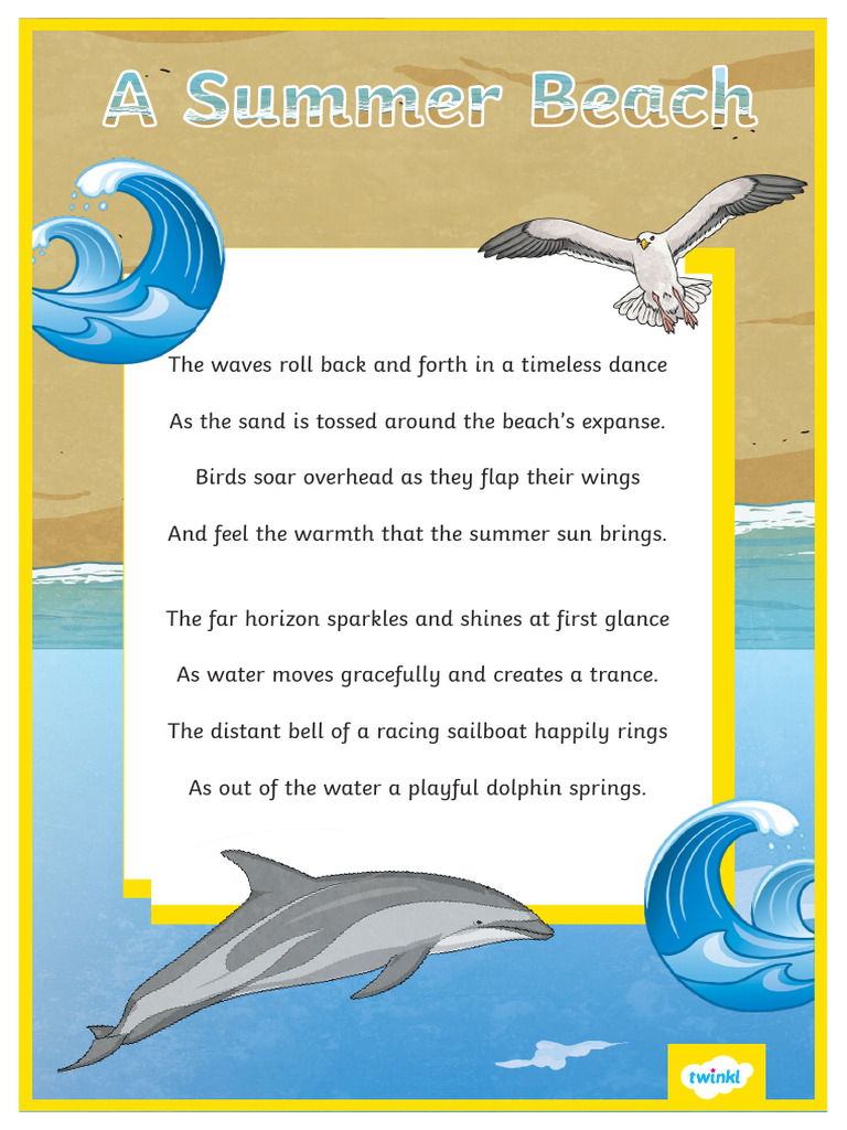 KS2 Writing Rhyming Poems - A Summer Beach | PDF