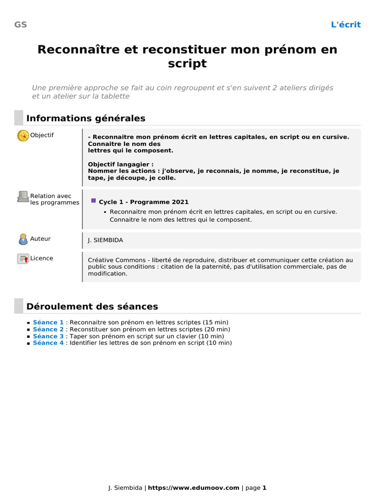 Reconnaitre Et Reconstituer Mon Prenom en Script | PDF
