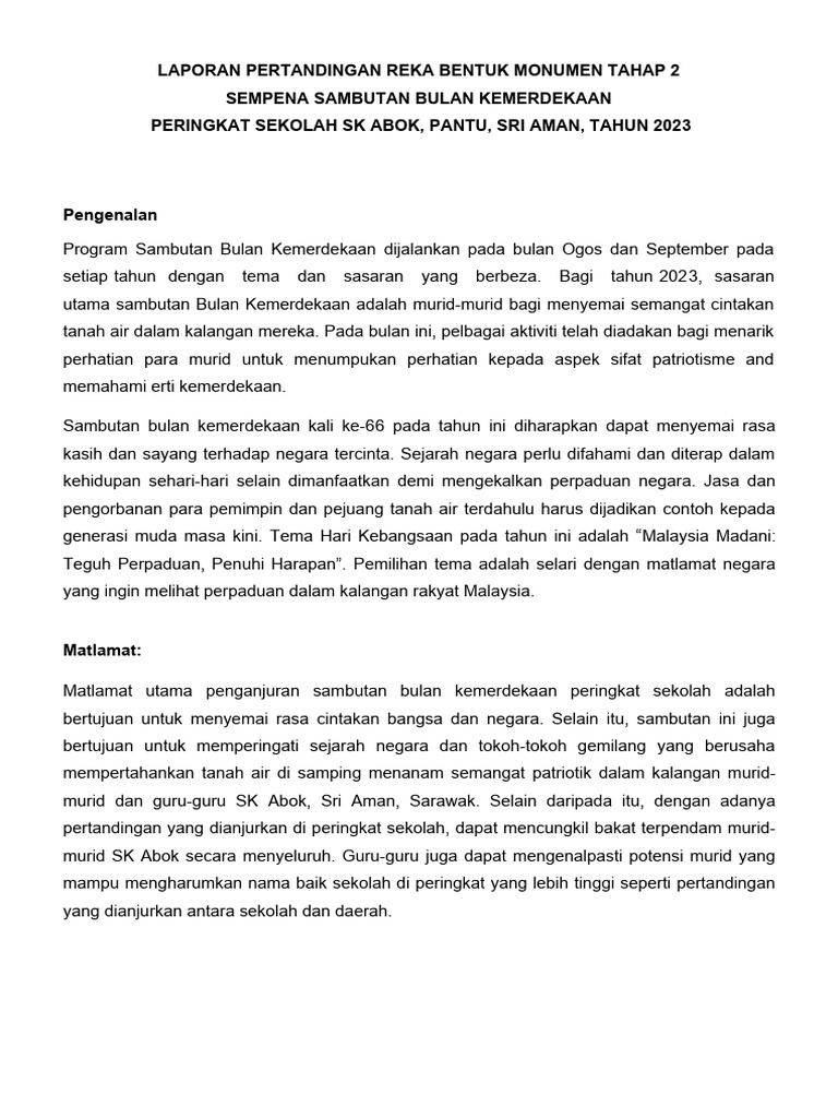 Laporan Pertandingan Reka Bentuk Monumen | PDF