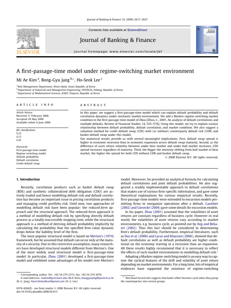 A First-Passage-Time Model Under Regime-Switching Market Environment | PDF