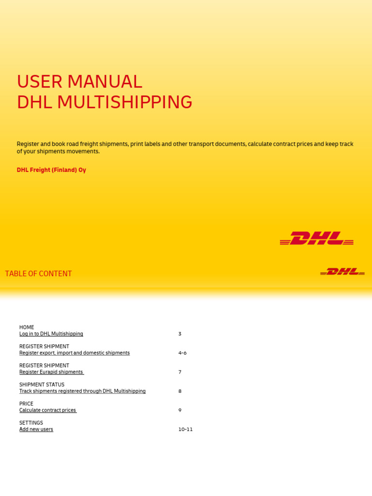 User Manual DHL Multishipping | PDF
