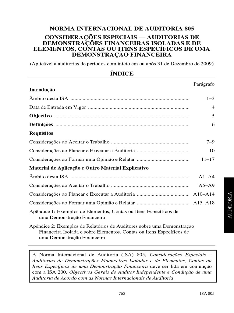 A043 2012 Iaasb Handbook Isa 805 PT | PDF | Contabilidade | Tempo