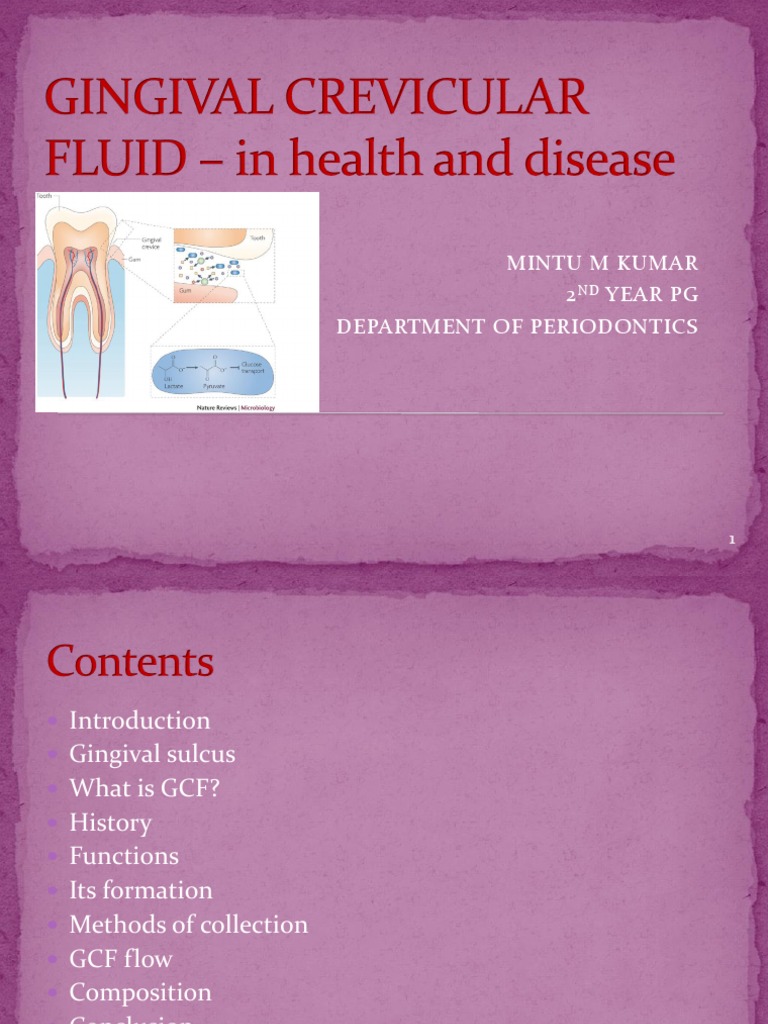 Gingival Crevicular Fluid: Overview and Methods | PDF | Inflammation ...