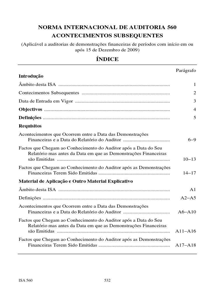 A031 2012 IAASB Handbook ISA 560 PT | PDF