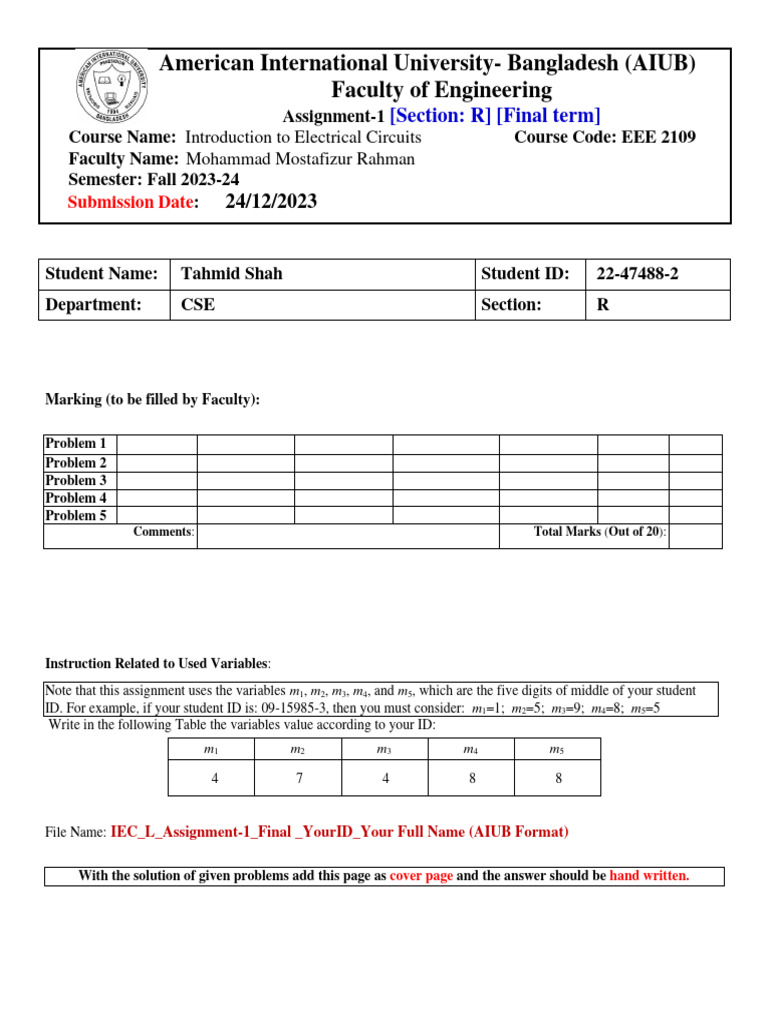 IEC Assignment 1 Final Fall 2023 24 | PDF | Ac Power | Electrical Impedance