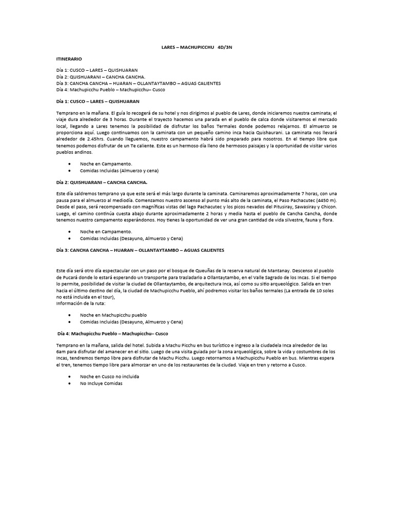 Lares 4 D | PDF | Machu Picchu