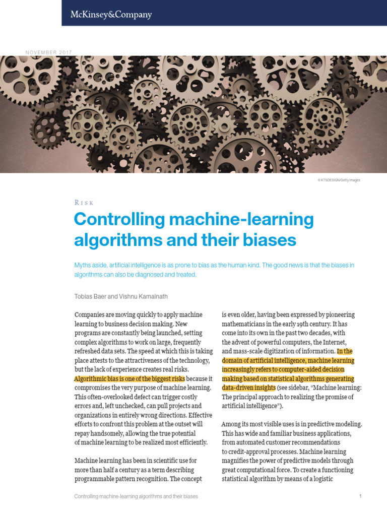 Controlling Machine Learning Algorithms and Their Biases | PDF | Computers
