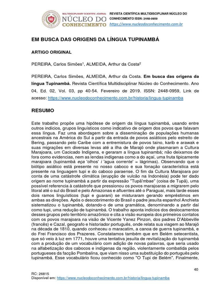 Lingua Tupinamba 1 | PDF
