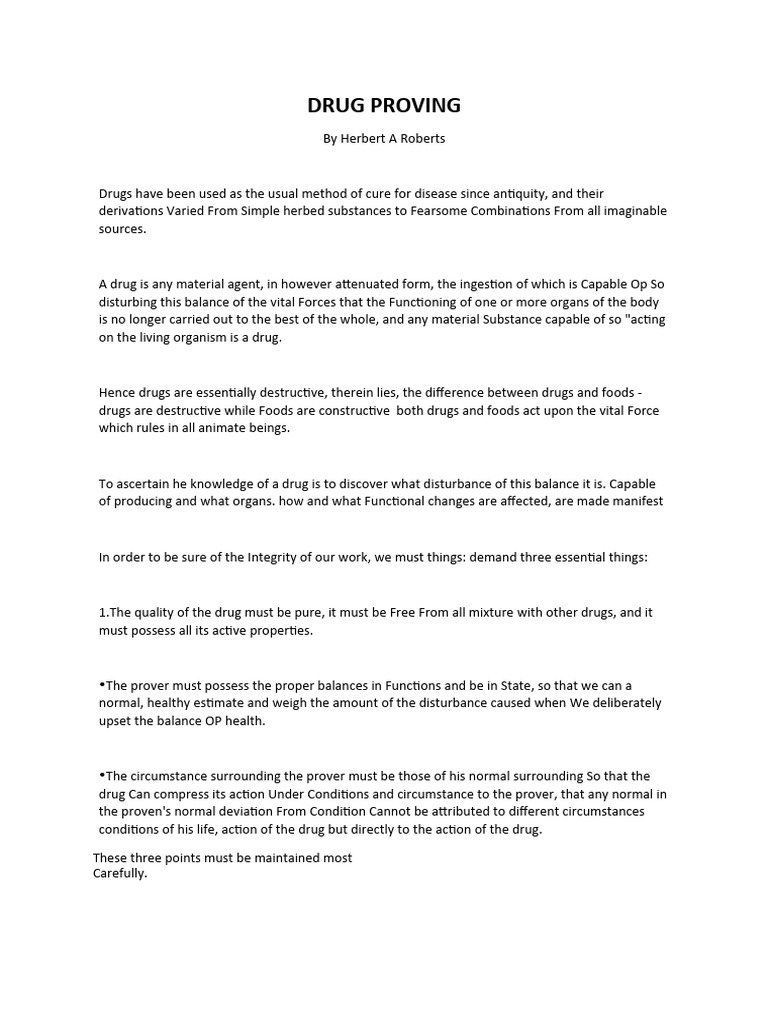 Chapter 15 H A Robert Drug Proving | PDF | Drugs | Dose (Biochemistry)