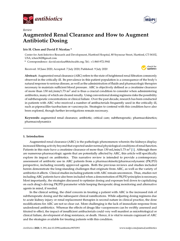 Augmented Renal Clearance and How To Augment | PDF | Clinical Medicine ...