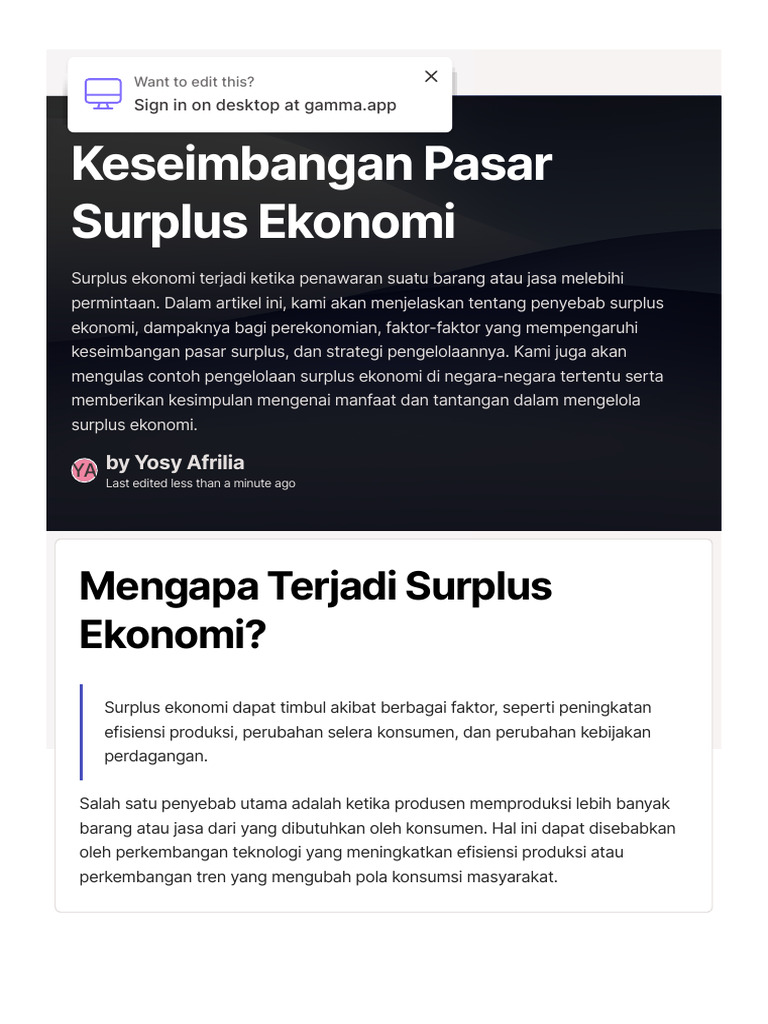 Keseimbangan Pasar Surplus Ekonomi | PDF
