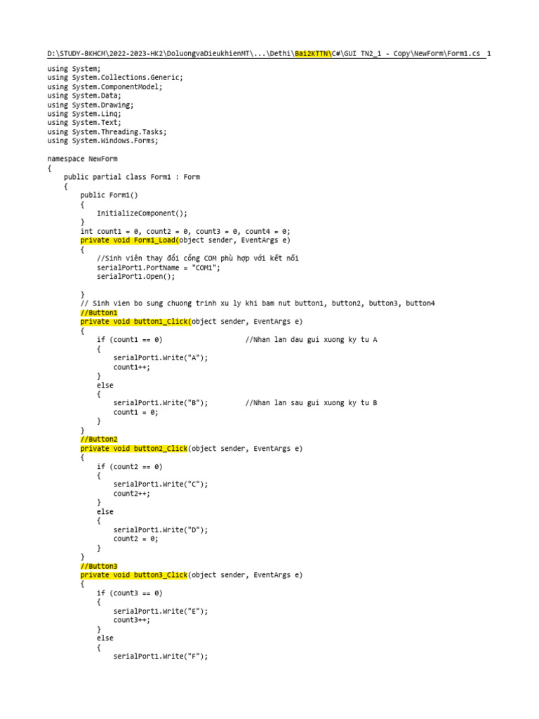 Form1 Bai2KTTN - Cs | PDF | Computer Programming | Object Oriented Programming