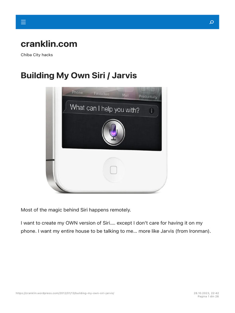 Building My Own Siri - Jarvis | PDF | Siri | Web Server