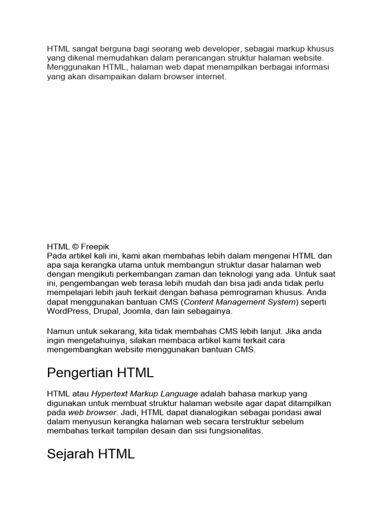 HTML Sangat Berguna Bagi Seorang Web Developer | PDF