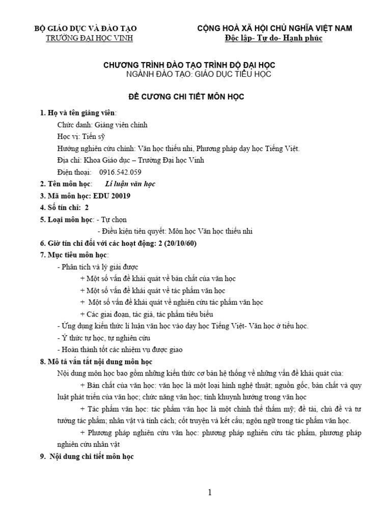 De Cuong CD LI LUAN VAN HOC | PDF