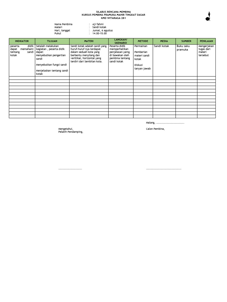 Form Silabus Dan Rencana Membina | PDF