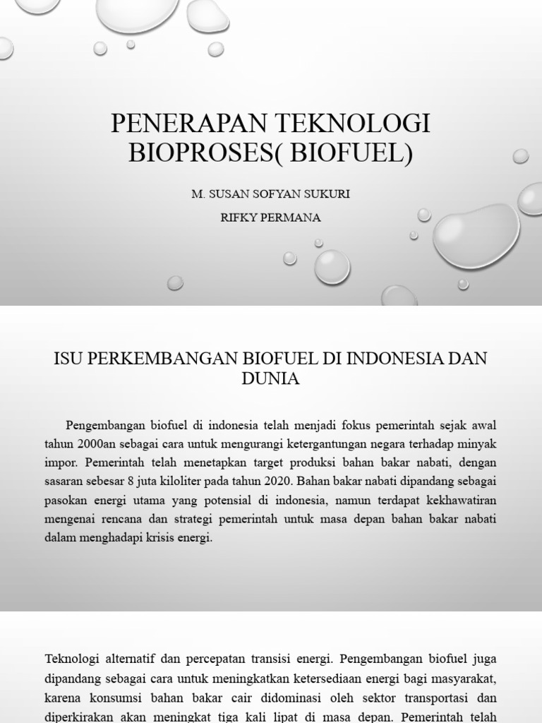 Penerapan Teknologi Bioproses (Biofuel) | PDF
