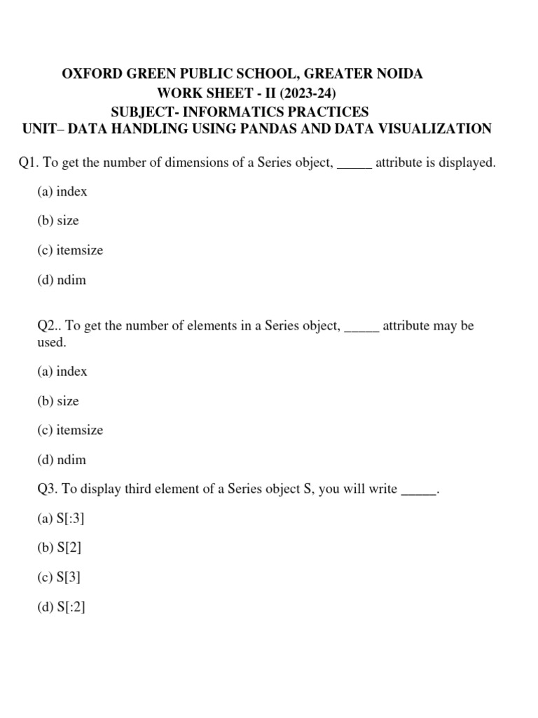 Pandas DataFrame Basics Worksheet | PDF | Teaching Methods & Materials