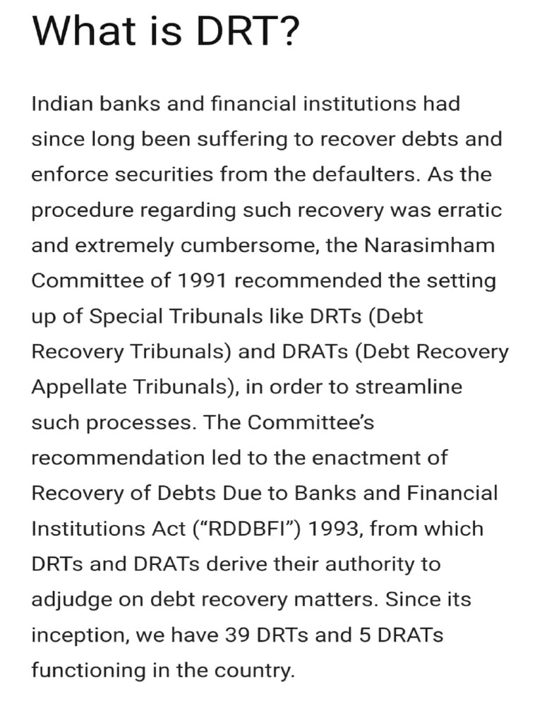 What Is DRT?: Procedure Regarding Such Recovery Was Erratic | PDF ...