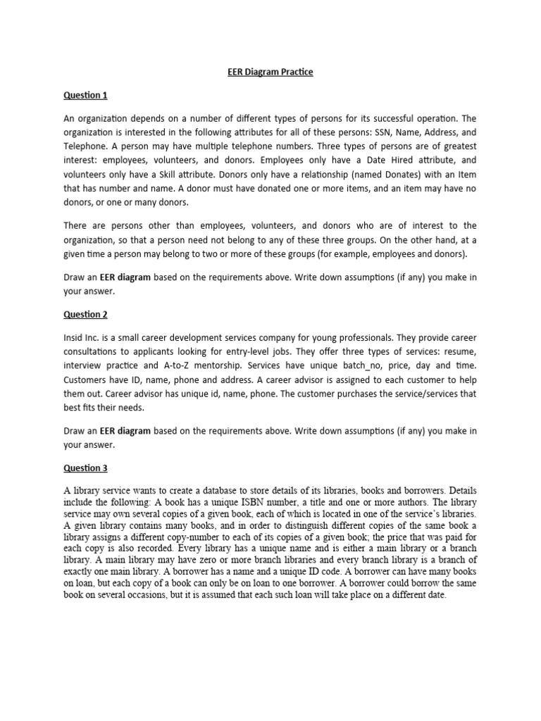 EER Practice Sheet | PDF